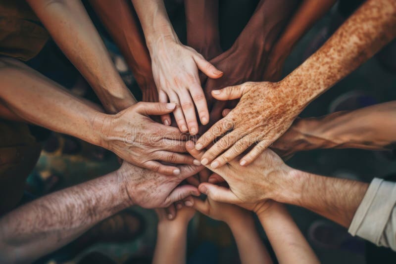 A Group of Multicultural People with Their Hands Together. Diverse ...