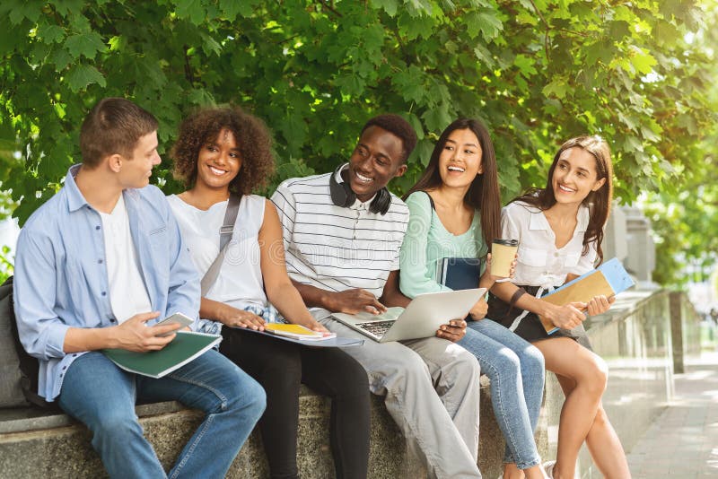 Multicultural Students in Student Lounge Stock Image - Image of ...