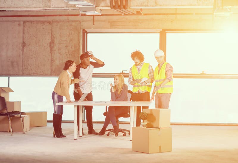 Group of Multiethnic Business People on Construction Site Stock Photo ...