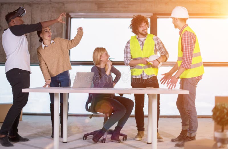 Group of Multiethnic Business People on Construction Site Stock Image ...