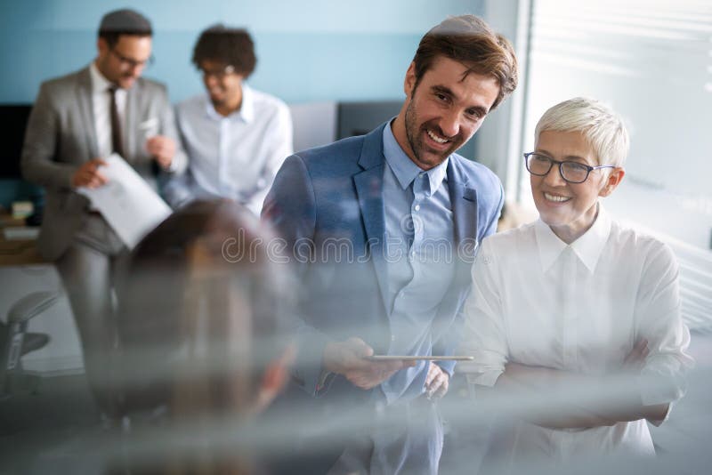 Group of Multiethnic Business People Working at Busy Modern Office ...