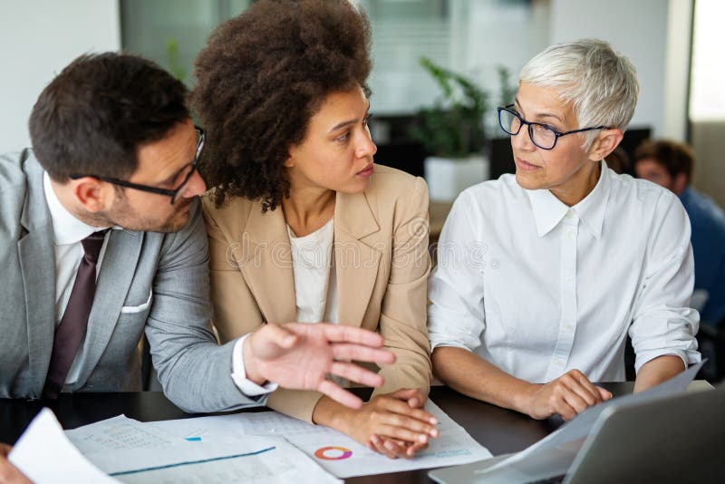 Group of Multiethnic Business People Working at Busy Modern Office ...