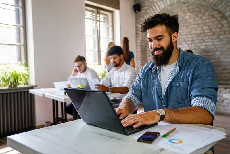 Group of Multiethnic Business People Working at the Office. Startup ...