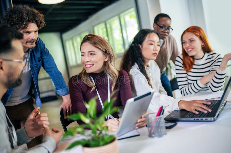 Group of Multiethnic Business People Working Together in the Office ...