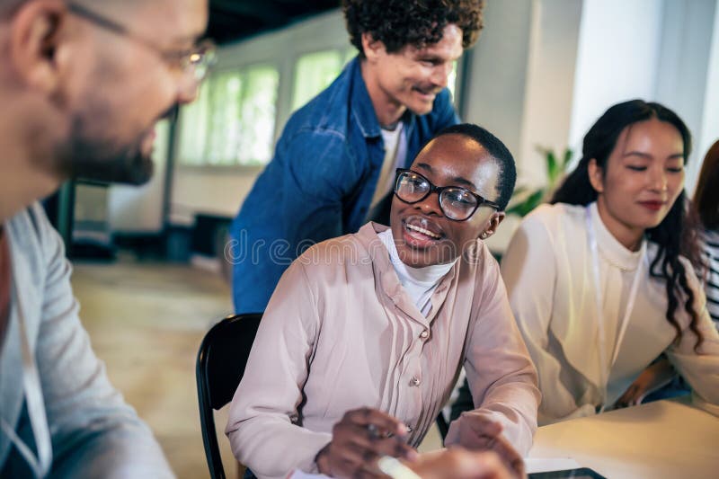 Group of Multiethnic Business People Working Together in the Office ...