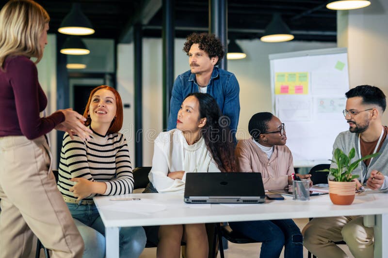 Group of Multiethnic Business People Working Together in the Office ...