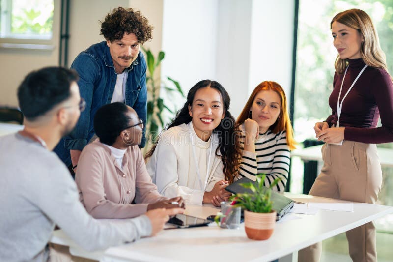 Group of Multiethnic Business People Working Together in the Office ...