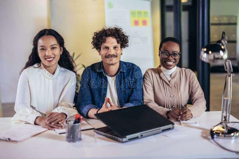 Group of Multiethnic Business People Working Together in Modern Office ...