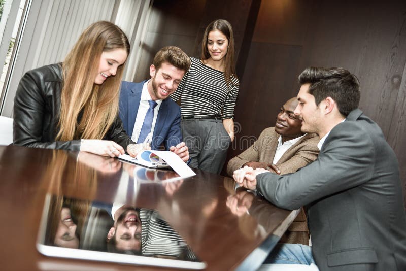 Group of Multiethnic Busy People Working in an Office Stock Image ...