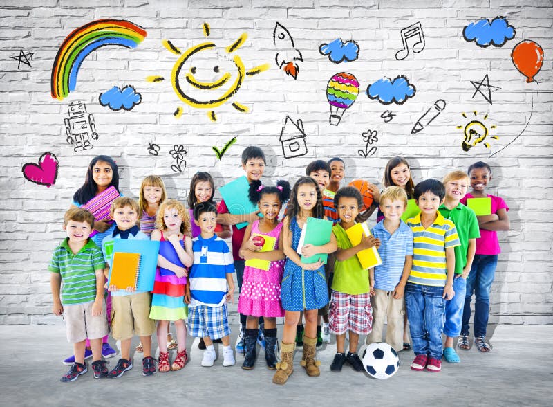 Group of Multiethnic Cheerful Children Stock Image - Image of girls ...