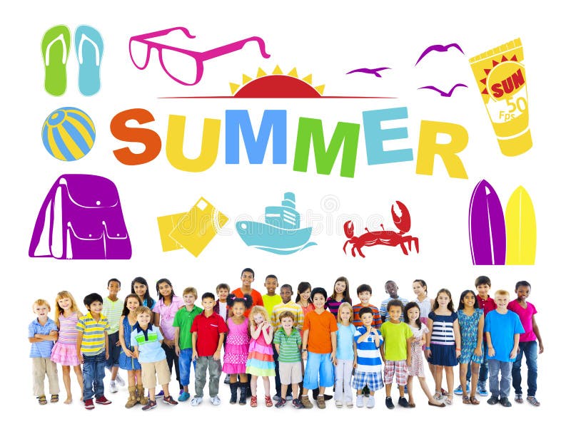 Group of Multiethnic Children with Summer Holiday Concept Stock Photo ...