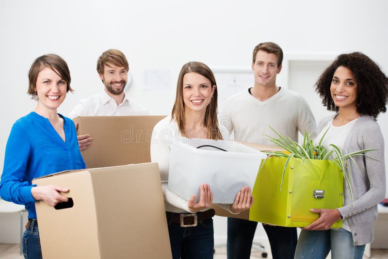 Group of Multiethnic Friends Helping To Move House Stock Image - Image ...