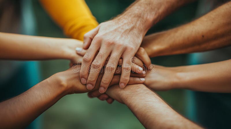 A Group of Multiethnic Hands Holding Each Other in Support and Unity ...