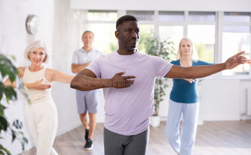 Group of Multiethnic Mature People Dancing Classical Dance Stock Image ...