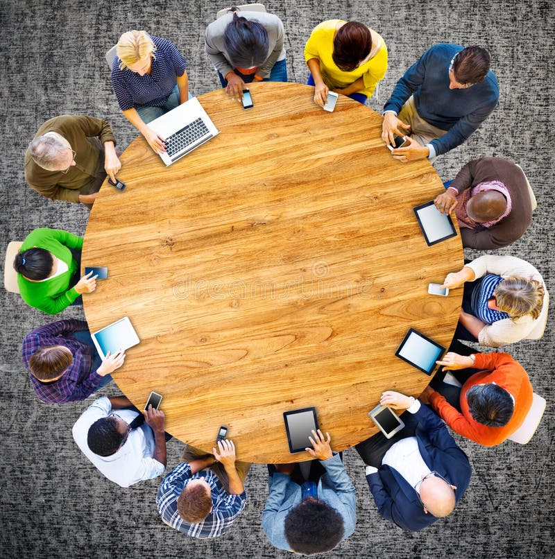 Group of Multiethnic People Connected Digital Devices Concept Stock ...