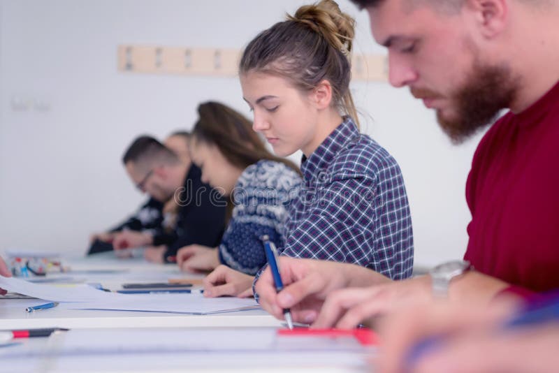 Group of Multiethnic University Architecture Students Working on ...