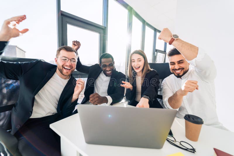 Group of Multiracial Business People Celebrating Success Stock Image ...