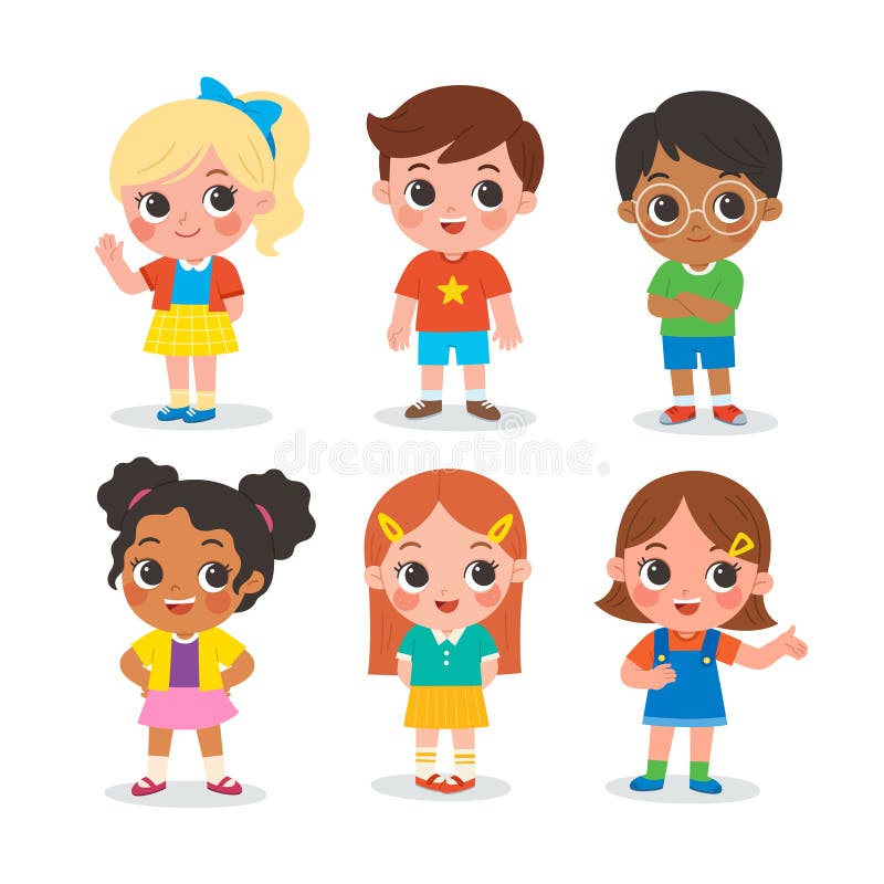 Group of Multiracial Children with Different Expressions and Gesture ...