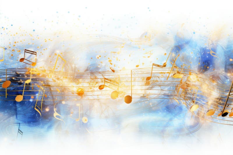 Group of Musical Notes on a Blue Background. Suitable for Music Related ...