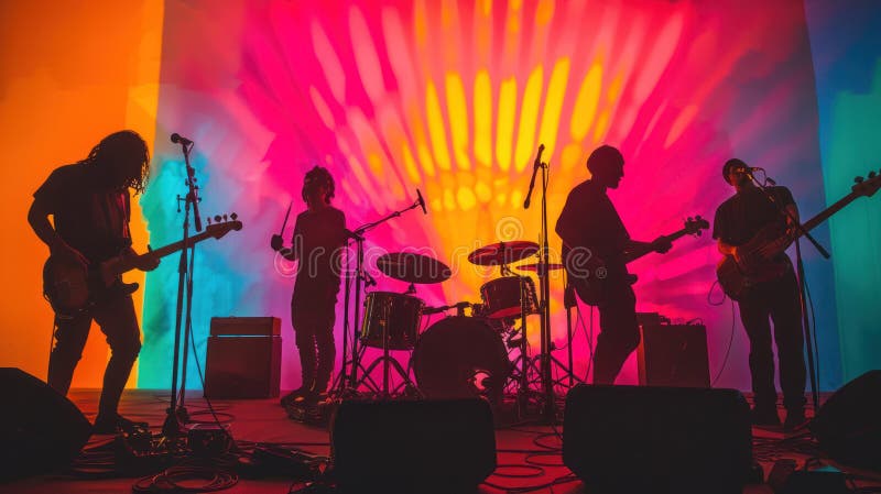 A Group of Musicians in a Band Setting, with Their Instruments Stock ...