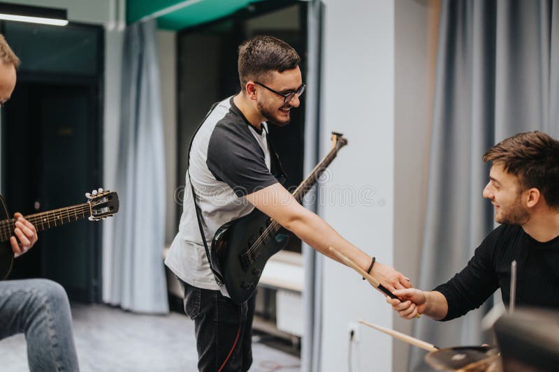 Group Musicians Collaborating Music Creative Studio Environment Stock ...