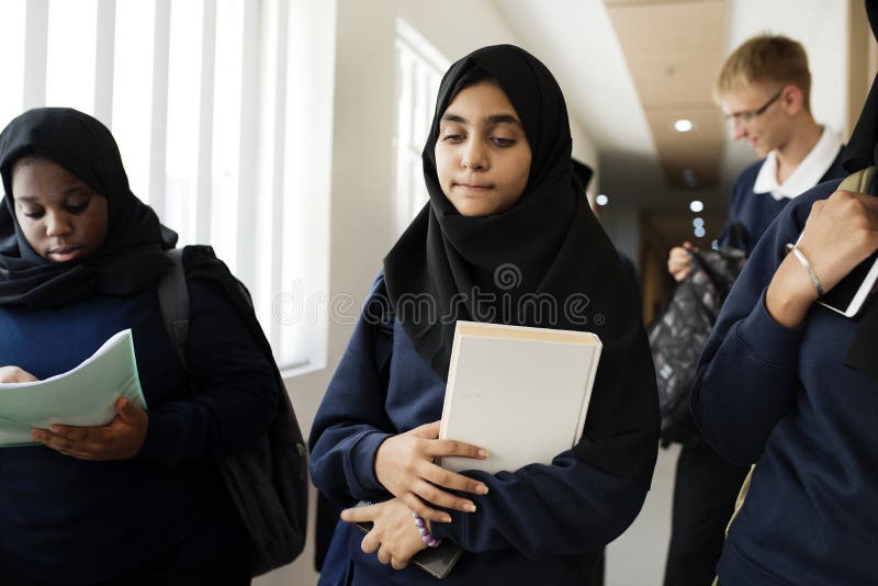 A group of Muslim students stock image. Image of hijab - 102597779