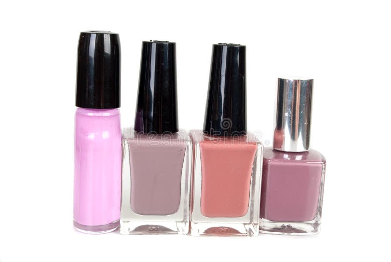 Group of Nail Polishes Isolated on White Stock Image - Image of ...
