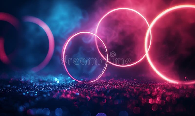 Group of Neon Circles on Dark Background Stock Photo - Image of ...