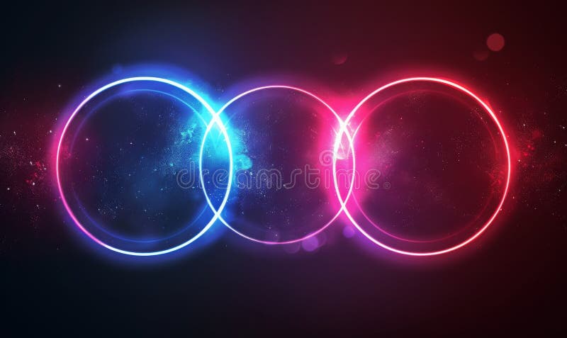 Group of Neon Circles on Dark Background Stock Photo - Image of decor ...