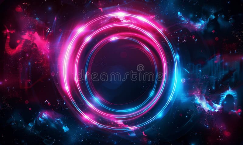 Group of Neon Circles on Dark Background Stock Photo - Image of black ...
