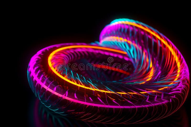 Group of Neon Colored Neon Lights on Black Background with Black ...