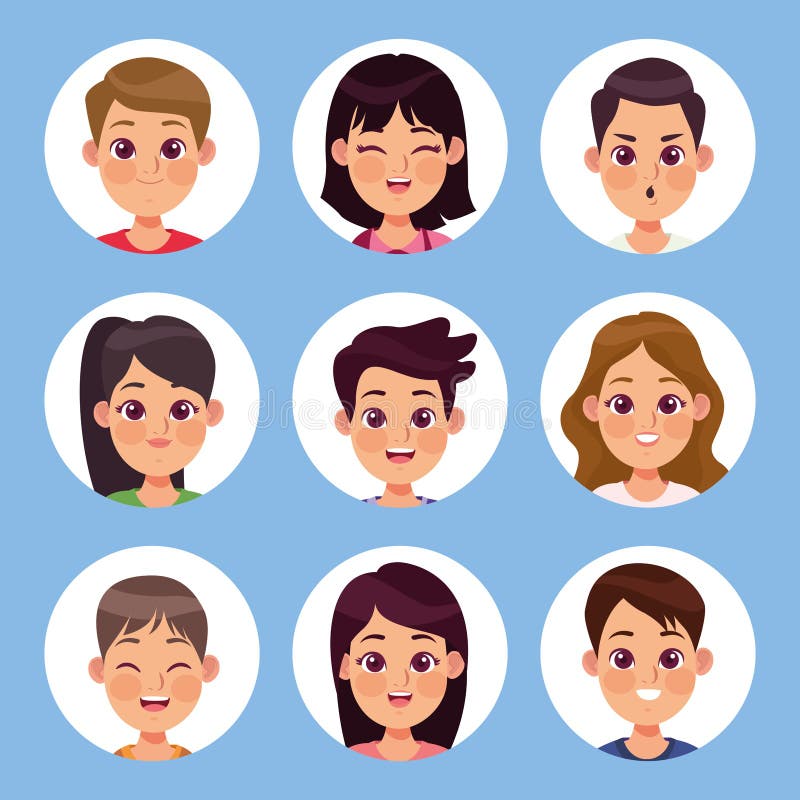 Nine kids - black icon set stock vector. Illustration of figure - 26662976