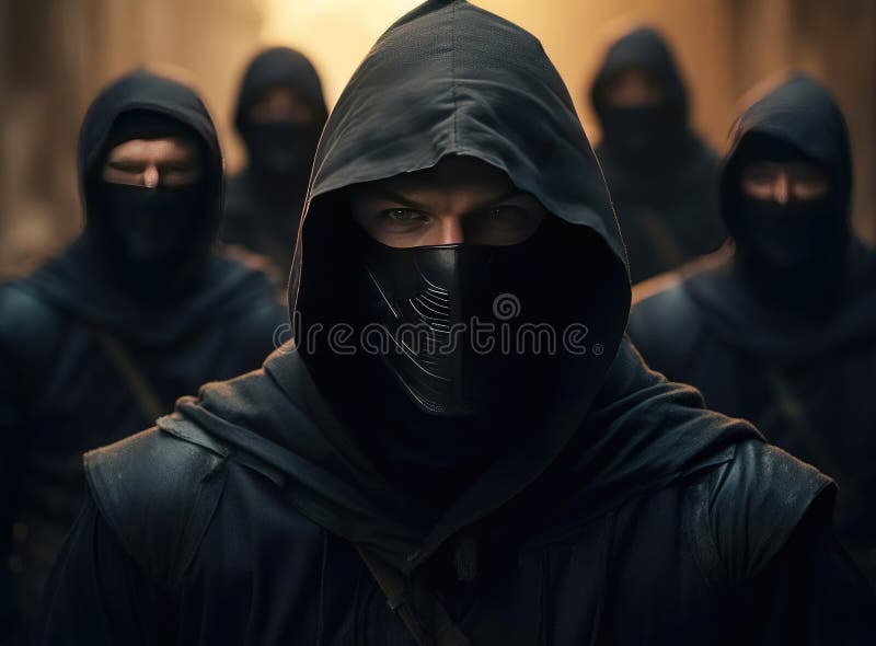 A Group of Ninjas in Black Clothes Stock Photo - Image of information ...