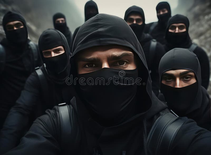 A Group of Ninjas in Black Clothes Stock Image - Image of ninja, girl ...