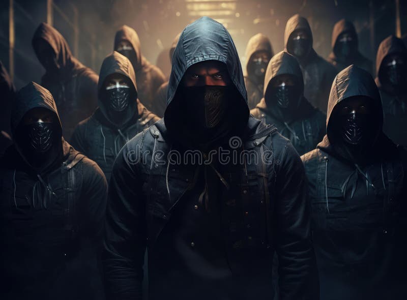 A Group of Ninjas in Black Clothes Stock Image - Image of japan ...