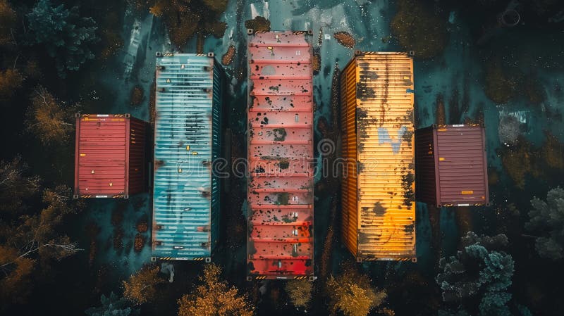 Group of Objects Container Warehouse and Cranes Load Unloading Stacking ...