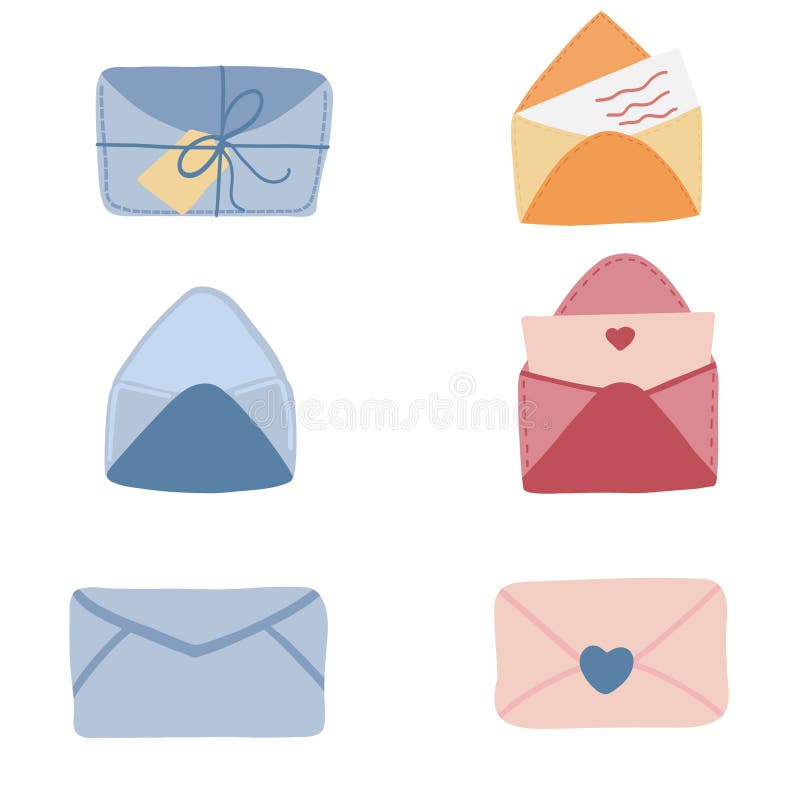 Group of Objects Flat Design Types of Letters Mail Stock Vector ...