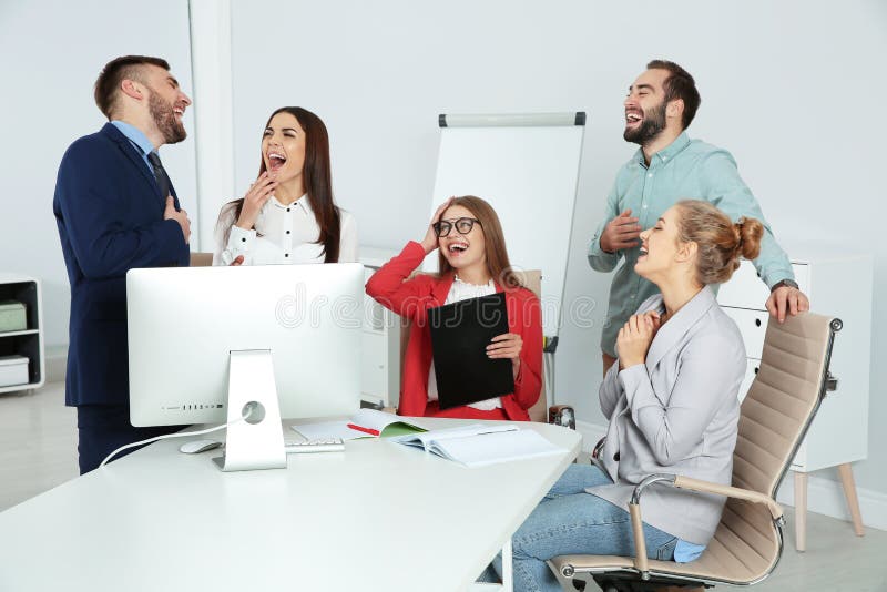Group of Office Employees Laughing in Room Stock Image - Image of joke ...