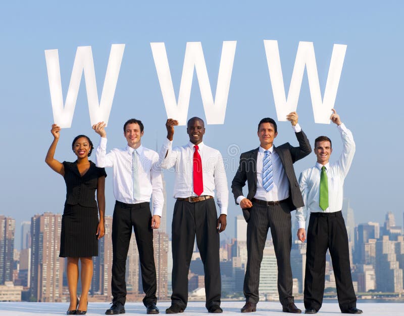 Group Office Workers Holding Letters WWW Concept Stock Image - Image of ...