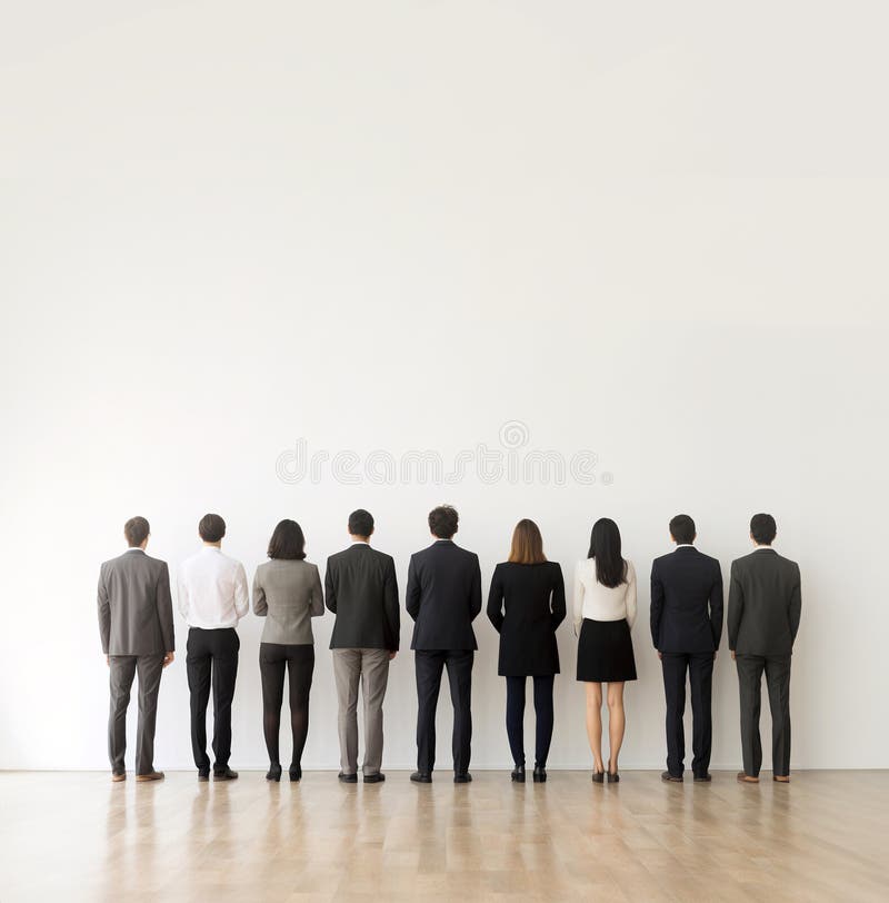 Group of Office Workers Standing with Their Backs Stock Illustration ...