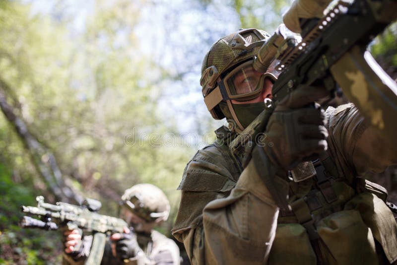 Group of Officers on Reconnaissance Stock Photo - Image of machine ...