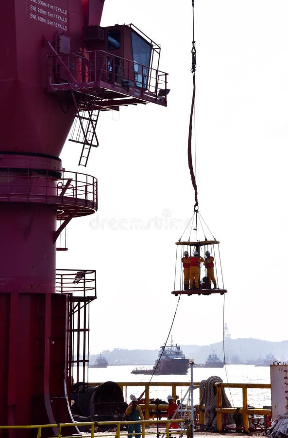 Offshore Worker Tool Transfer To Other Ship Editorial Stock Image ...