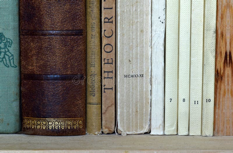 Group of Old Books Lined Up Side by Side Stock Image - Image of school ...