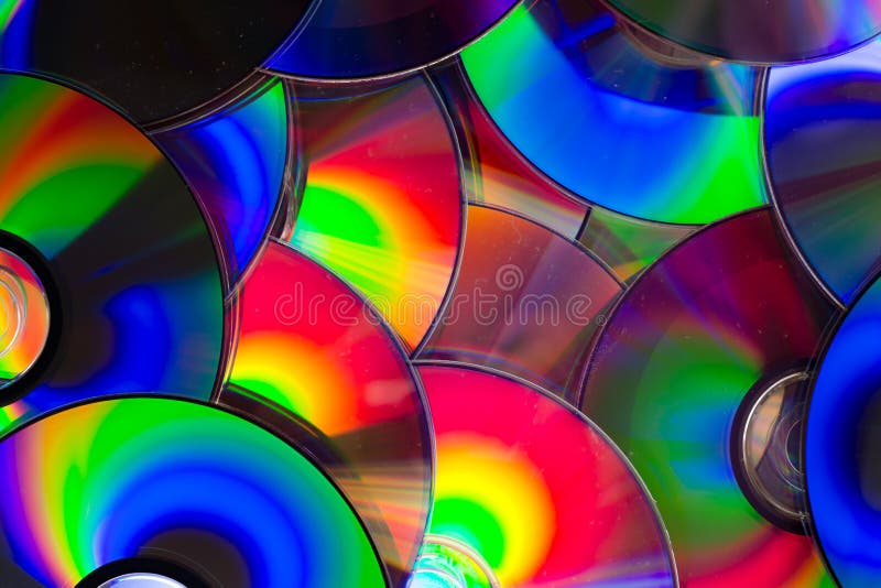 Group of Old CD DVD Compact Optical Disk Stock Photo - Image of burn ...