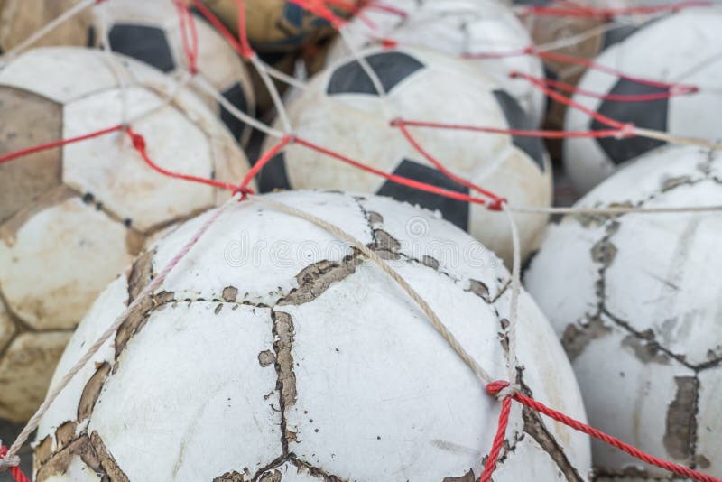 Group of Old football . stock photo. Image of life, aged - 73443388