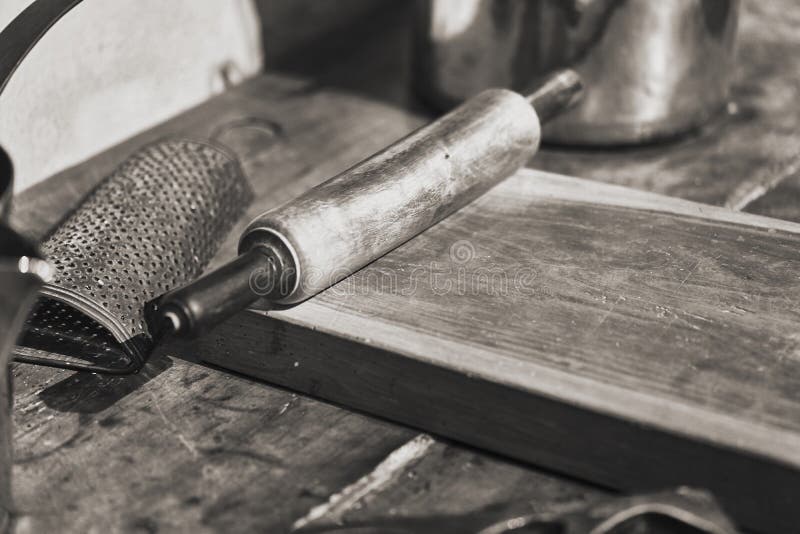 Group of old kitchen tools stock image. Image of flour - 124125283
