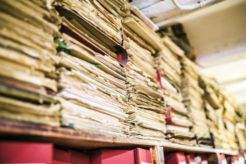 Group of Old Papers in a Library Stock Image - Image of drawing, border ...