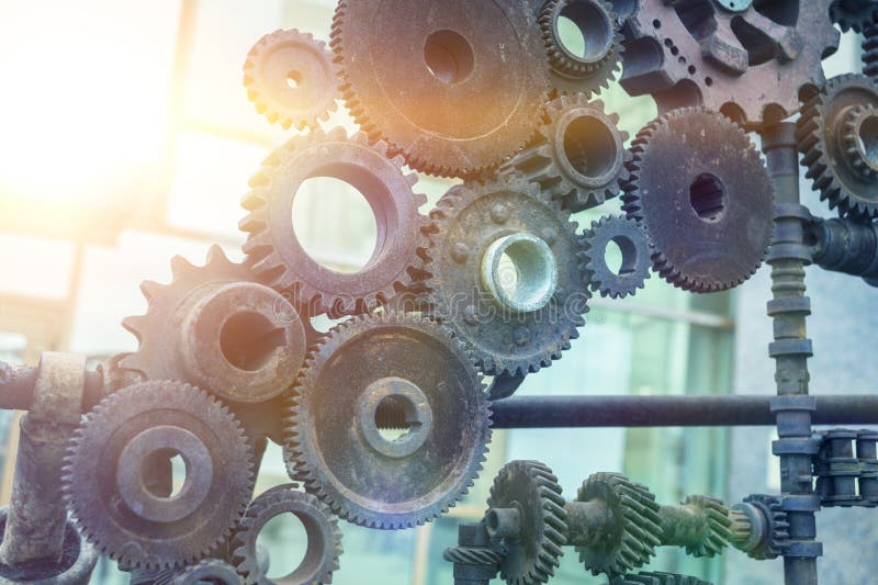 The Mechanism Is Assembled From The Gear Parts Stock Image - Image of ...