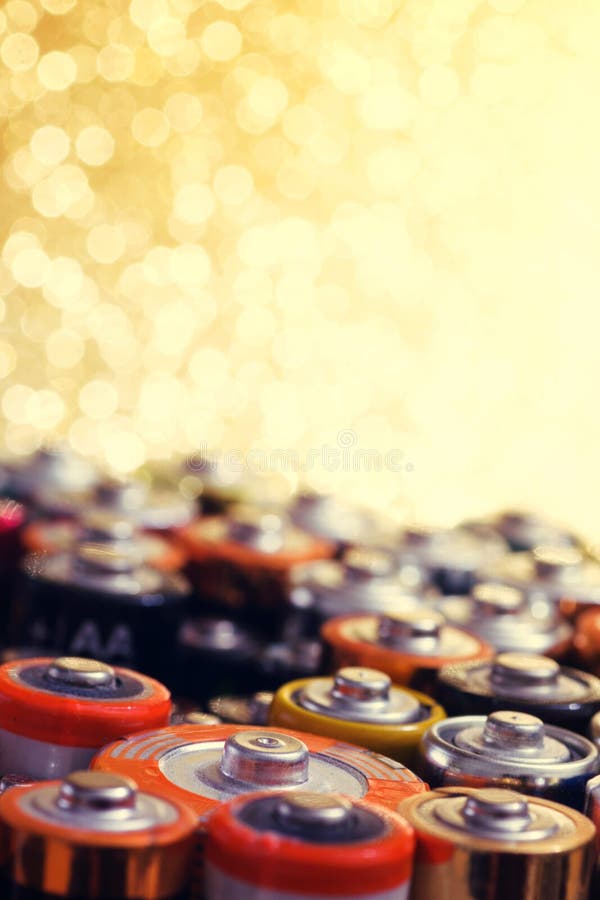 Many various batteries. stock image. Image of charge - 100298499