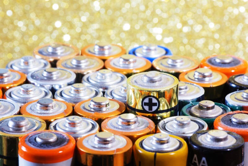 Many various batteries. stock photo. Image of accumulator - 100298238